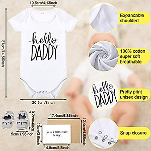 Surprise Pregnancy Announcements for Dad Pregnancy Test Keepsake Box Wooden Baby Announcement Box Hello Daddy Baby Bodysuit Baby Shoes Pregnancy Reveal Card Envelope Baby Gift Sets for Husband Partner