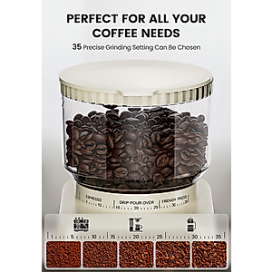 Gevi Electric Burr Coffee Grinder with 35 Grind Settings for Espresso, Drip, French Press - 120V