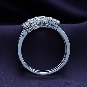 SAVEARTH DIAMONDS 1 Carat Round Cut Lab Created Moissanite Diamond Sunburst Halo Guard Enhancer Ring For Women In 14K White Gold Over Sterling Silver(VVS1 Clarity 1 Cttw)-6