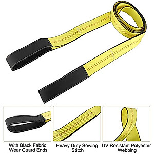 NovelBee 2 Pack of 2 Inch x10 Feet Lift Sling Strap,Recovery Tow Straps with Protective Loops