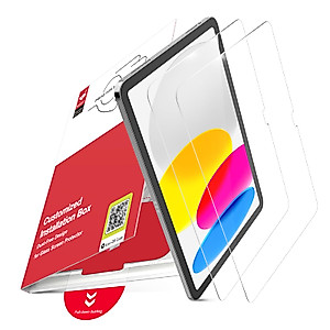 bersem 2 Pack Screen Protector for iPad 10th Generation 10.9 Inch (2022), 9H Hardness Tempered Glass with Customized Installation Tray, Support Apple Pencil, Anti Scratch, HD Clear, One-Pull Box