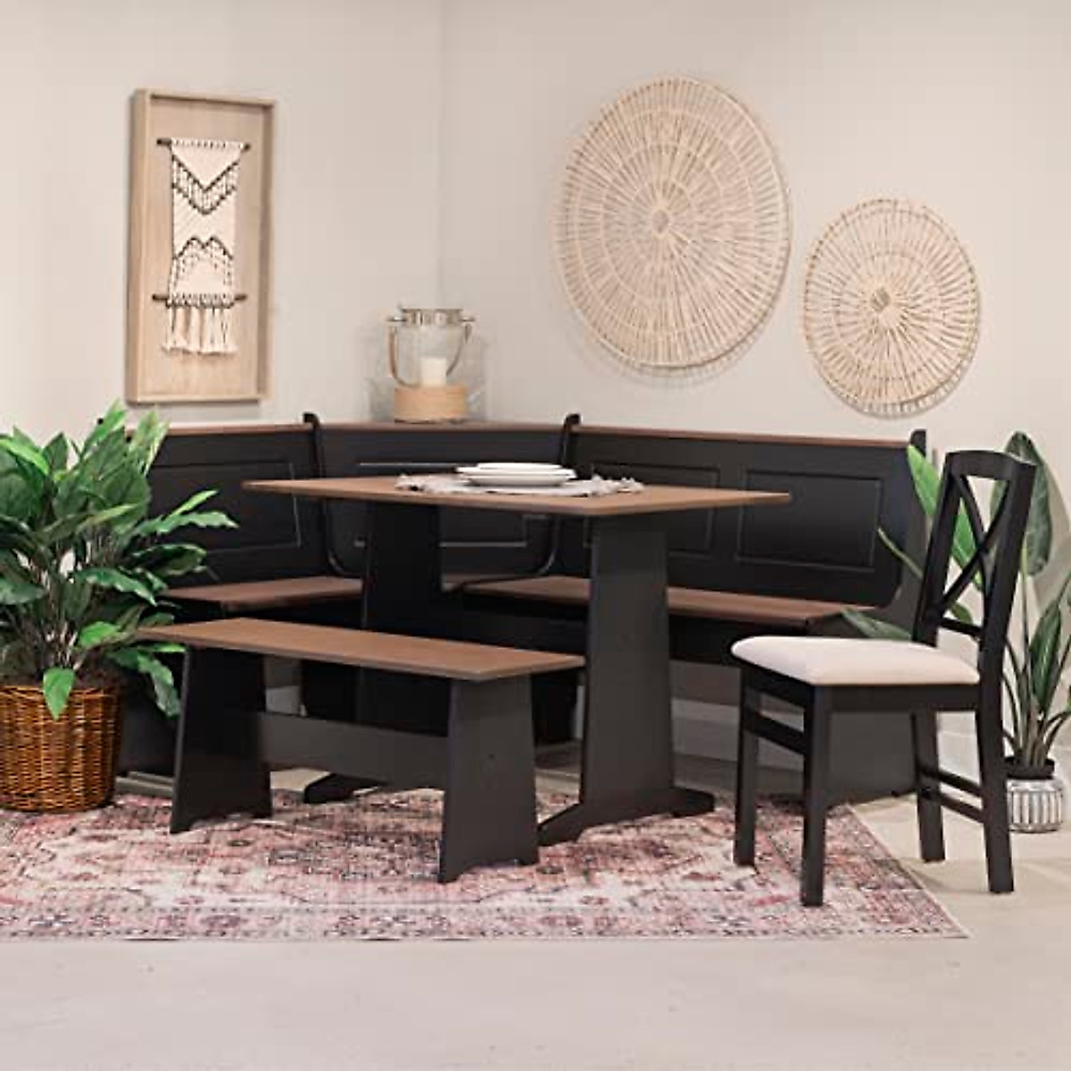 Linon Black and Pecan Breakfast Dining Set Ardmore Nook