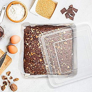 E-far 8 x 8-Inch Baking Pan with lid, Square Cake Brownie Baking Pans Stainless Steel Bakeware Set of 2, Non-toxic & Healthy, Easy Clean & Dishwasher Safe - 4 Pieces(2 Pans + 2 Lids)