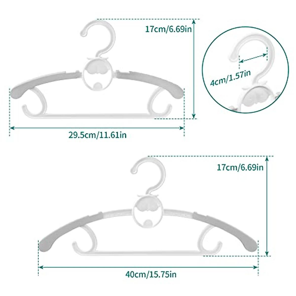 Domiella Adjustable Baby Clothes Hangers for Nursery,Plastic Children Closet Hangers Non-Slip Kids Hangers Space Saving Extendable Newborn Hangers (Pink+Gray 20-Pack)