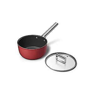 Smeg CKFS2011RDM Saucepan, Red, Non-Stick, Aluminium, Patented Base, 20cm