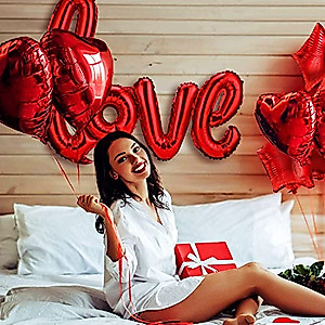 Valentines Day 40inch Shiny Red Letter Sign Love Balloon, "Love" Letter Foil Balloons Party Supplies Ecofriendly Reusable for Valentines Decor Wedding Bridal Shower