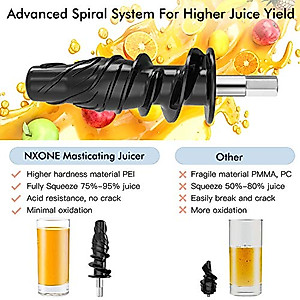 Juicer Machines, NXONE Slow Masticating Juicer, Cold Press Juicer Extractor with Queit Motor/Not Break, Not Jammed, Slow Juicer Easy to Clean, 3-Speed Modes for High Nutrient Vegetables & Fruits