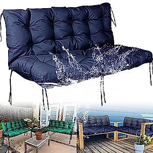 AHWEKR Porch Swing Cushions, Waterproof Bench Cushion for Outdoor Furniture 2-3 Seater Washable Swing Replacement Cushions, Swing Cushions for Outdoor Furniture 32 x 40 x 5 inches,Dark Blue