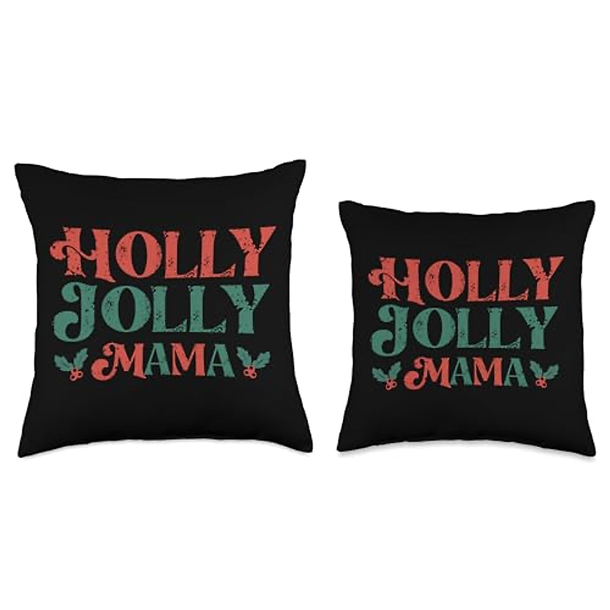 Funny Christmas Family Matching Outfits by SMP Jolly Mama Holly Mother Mom Groovy Christmas Family Matching Throw Pillow, 16x16, Multicolor