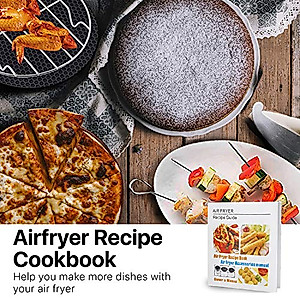 Flexzion Air Fryer Accessories for Phillips Gowise Ninja Foodi Cozyna Cosori Nuwave Air Fryer Accessories Parts 6 Set 7 Inch Fit All 2.6, 3.7, 5, 5.3, 5.8, 6, 8, 12 QT with Air Fryer Recipe Cookbook