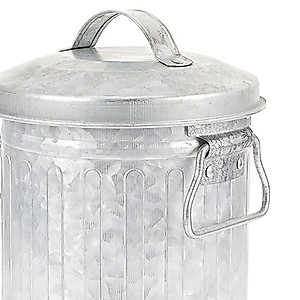 BESPORTBLE Galvanized Trash Can Mini Desktop Wastebasket with Lid and Handle Metal Table Flowerpot Countertop Trash Can Garbage Bin Rubbish Bucket Pencil Holder Pen Cup Makeup Brush Holder A