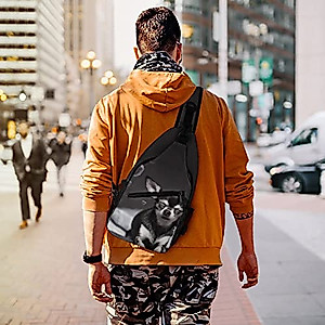 Chihuahua with Hearts Bubbles Sling Backpack Print Shoulder Chest Bag Crossbody Bag Travel Daypack for Women Men