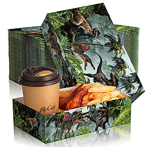 50 Pcs Dinosaur Party Favors 5lb Disposable Paper Food Trays Snack Trays Dinosaur Birthday Party Decorations Dinosaur Party Food Serving Trays for Nacho Hot Dogs Popcorn