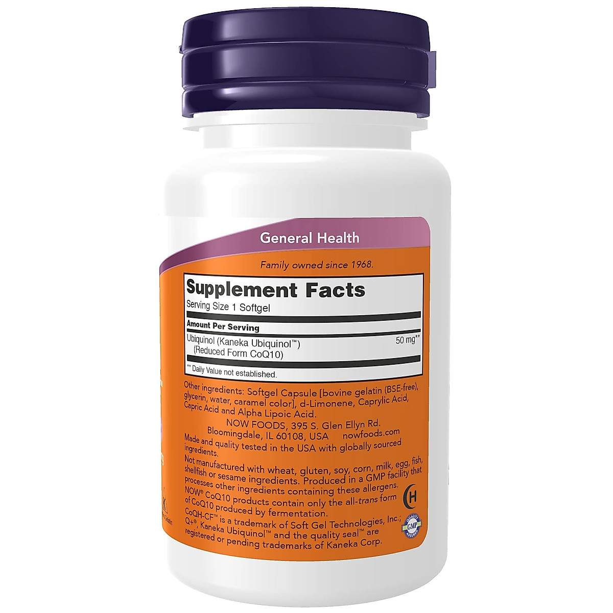 NOW Foods Supplements, Ubiquinol CoQH-CF™ (the Active Form of CoQ10 - 50 mg with Superior Bioavailability), 60 Softgels