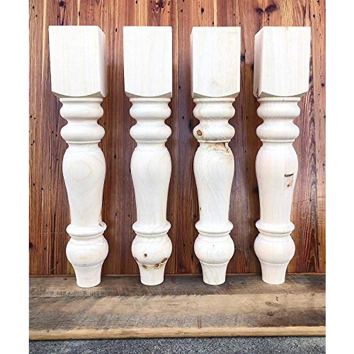 CAROLINA LEG CO. Chunky Pine Dining and Bench Combo - Farmhouse Legs - Set of 4 Dining and Bench Legs - Unfinished - Made in NC