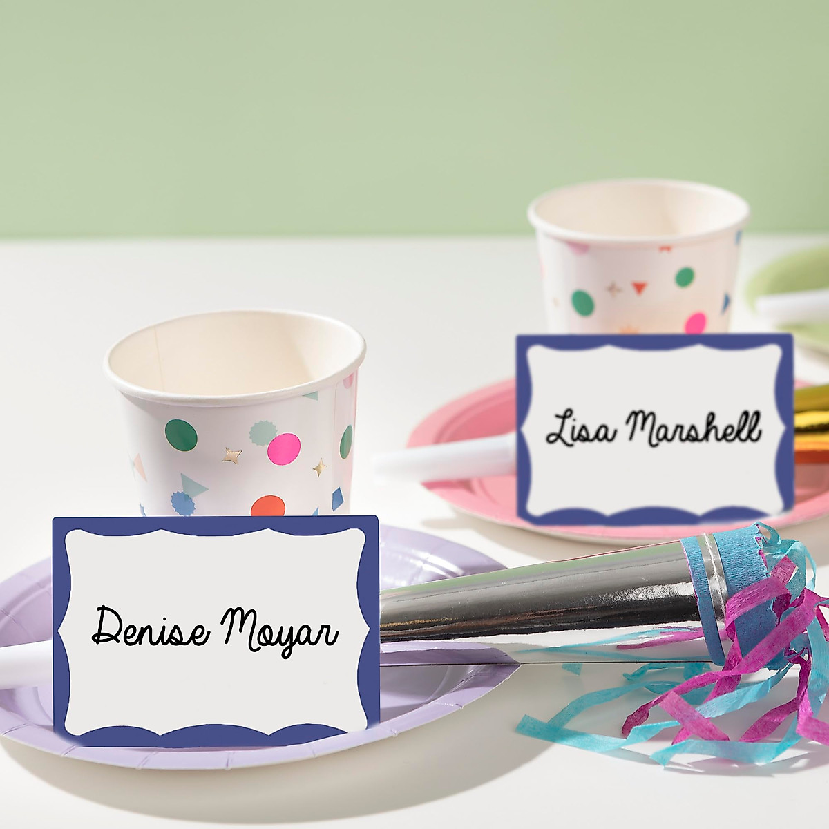 Avery Name Tags, White with Blue Border, 100 Removable Name Badges (05144)