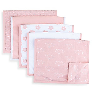 Ely's & Co. Baby Burp Cloth,Waterproof Reversible Jersey Cotton Large Burp Cloths, Cloth Diapers 20" x 12" 5 Pack I Pink Combo for Baby Girl