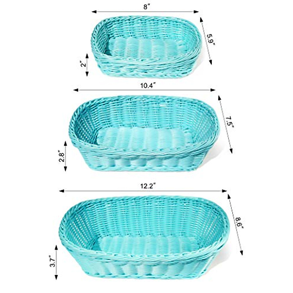 Colorbasket 545183 Hand Woven Waterproof Rectangular, Blue, 3pc Set (51401-204)