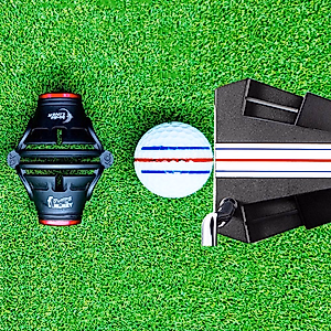 BIRDIE79 Premium Quality360-Degree Birdie Liner Drawing Alignment Tool Kit- 360-Degree Triple 3-Line Golf Ball Marker Stencil with Gift Box Including 3 Color Marker Pens-Patent Pending.