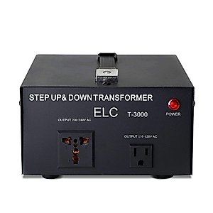ELC T Series 3000+ Watt Voltage Converter Transformer - Step Up/Down - 110v to 220v / 220v to 110v Power Converter - Circuit Breaker Protection, CE Certified [3-Years Warranty]