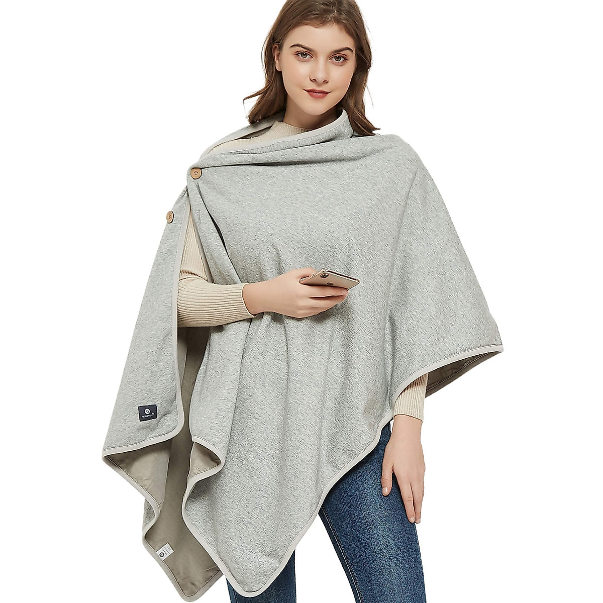 Radia Smart EMF Poncho and Hood Bundle, 5G Anti-Radiation, RF Shielding, Grey