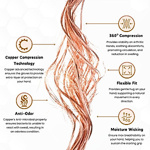 Copper Tech Men's Golf Gloves (2 Pack) - Crafted with 100% AAA Synthetic Leather - Advanced Copper Compression Golf Glove for Optimal Wrist and Joint Support (White/Black, Med - Large, Left)