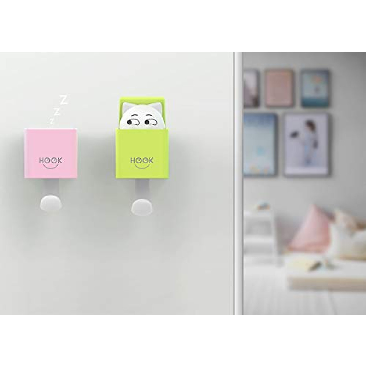 4 PCS Adhesive Wall Hooks Coat Hooks Wall Mounted Hanger Hat Hooks Entryway Wall Hangers Hooks Modern Wall Decoration for Coats, Hoodies, Hats, Scarves, Purses, Bath Towels, Clothing (Box-Cats)