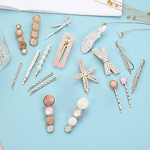 Parcce 20 Pieces Pearl Hair Clips Set, Hair Barrettes Acrylic Resin Sweet Decorative Bobby Pins Hairpin Headwear Hair Accessories Headwear for Women and Girls…