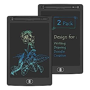 [2 Pack] 8.5 Inch Reusable Colorful LCD Writing Tablet Ewriter,TIQUS Notepad Board with Stylus - Black