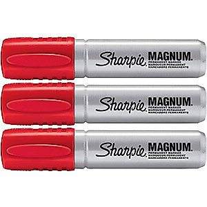 Sharpie Magnum Permanent Marker | Oversized Chisel Tip, Great for Poster Boards, Red, 1 Count 3 Pack