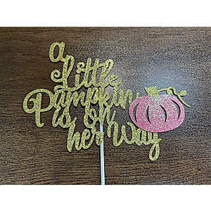 A Little Pumpkin is On Her Way Cake Topper, Little Pumpkin Baby Shower Cake Topper Little Pumpkin Cake Topper Girl for Fall Pumpkin Theme Baby Shower Party Cake Decorations