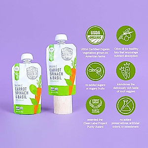 Serenity Kids 6+ Months Certified Organic Baby Food Pouches Veggie Puree | No Sugary Fruits or Added Sugar | Allergen Free | 3.5 Ounce BPA-Free Pouch | Garden Veggie Variety Pack | 6 Count