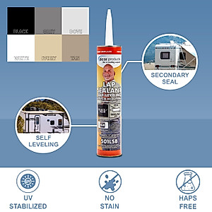 Dicor 501LSB-1 HAPS-Free Self-Leveling Lap Sealant for horizontal surfaces - 10.3 Oz, Black, Secure, Ideal for RV Roofing, Maintenance, Repair, Appliance Application