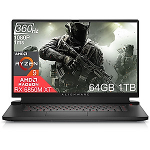 Alienware m17 R5 17.3" 360Hz FHD 1ms (AMD Ryzen 9 6900HX, 64GB DDR5 RAM, 1TB PCIe SSD, Radeon RX6850M XT 12GB (Beat RTX 3070 Ti)) RGB Backlit Gaming Laptop,Thunderbolt 4, G-SYNC, Win 11 Home -Dark