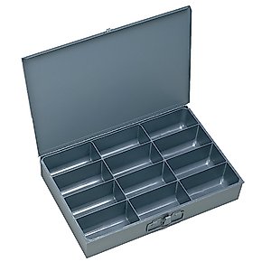 Durham 211-95-IND Gray Cold Rolled Steel Individual Small Scoop Box, 13-3/8" Width x 2" Height x 9-1/4" Depth, 12 Compartment
