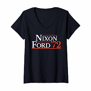 Womens Nixon Ford Retro Election 1972 V-Neck T-Shirt