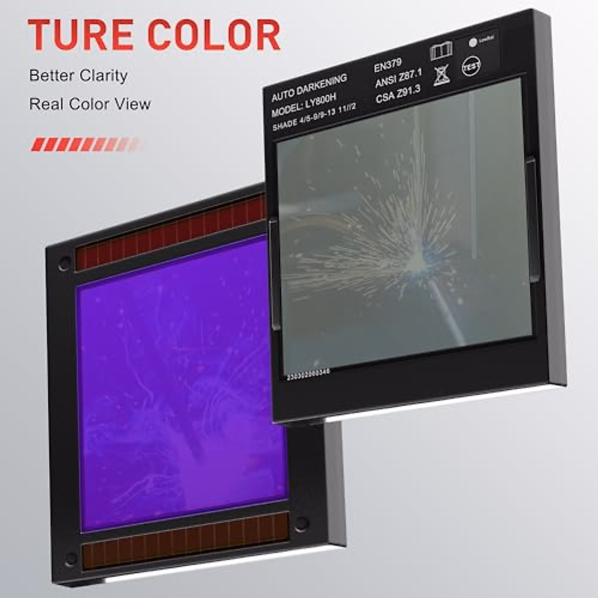 MAYSENT Large Viewing Welding Helmet with Auto Darkening Lens 3.93"X3.66" True Color Solar Power Side View 4 Arc Sensor Wide Shade 4/5-9/9-13 for TIG MIG Arc Weld (Matte Black)