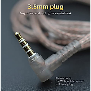 FAAEAL KZ ZSN PRO Earphone Upgraded Cable 2 Pin 0.75mm OFC Replacement Detachable Cable 3.5mm Gold-Plated Replacement Headsets Wire for KZ EDX ZEX ZS10 PRO ZAS Zax DQ6 Headphones(with Mic, C Pin)