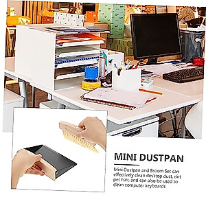 GAROZATION 1 Set Small Broom Dustpan Mini Hand Whisk Broom Portable Mini Broom Handheld Dustpan Mini Containers Desktop Drawer Table Cleaning Broom Cleaning Dust Pan Broom Outdoor Black Beech