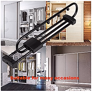 ZHENXIN Extendable Pull Out Closet Rod Sliding Wardrobe Closet Rod Hanging Rod for Closet Storage Wardrobe Clothes Hanger Rail Towel Ideal for Closet(Black)(yijiagan001)