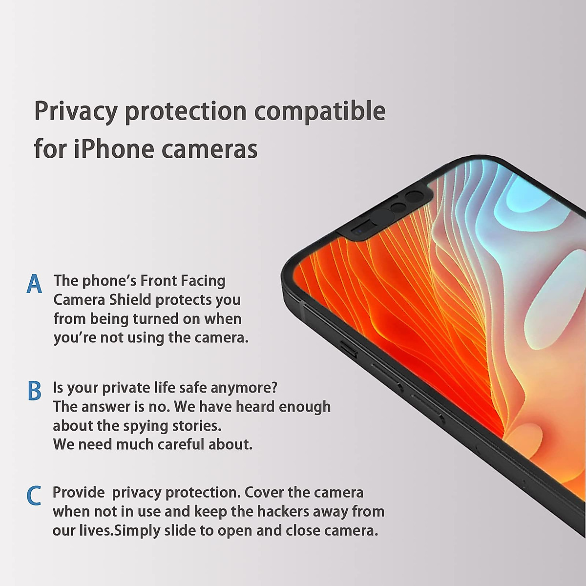 EYSOFT Privacy Cover Compatible for iPhone 13/iPhone 13 Mini Bundled with iPhone 13 Front Camera Cover,Protect Privacy and Security But Not Affect Face Recognition