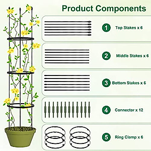 deaunbr 2 Pack Garden Trellis and Tomato Cages, Plant Supports Plant Trellis for Climbing Plants Indoor Outdoor, DIY Tomatoes Cage Potted Plant Support Stakes for Vegetable, Rose, Bean, Pots
