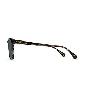 RAEN Eyewear - Men’s Wiley Sunglasses - Lightweight Square Sunglasses with UVA and UVB Protection - Brindle Tortoise/Green Polarized - 54