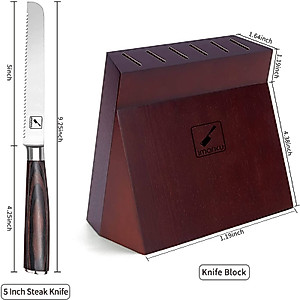 imarku Steak Knives Set of 6, German High Carbon Stainless Steel Serrated Knife Set with Wooden Block, 5-inch Safe Material Sharp Knives with Ergonomic Handle, Christmas Gift for Man and Woman