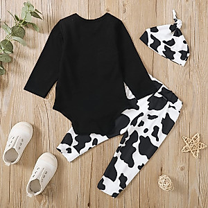 Detigee Baby Boy First Birthday Outfit Infant One Year Old Clothes Baby Cow Outfit (Black,12-18 Months)
