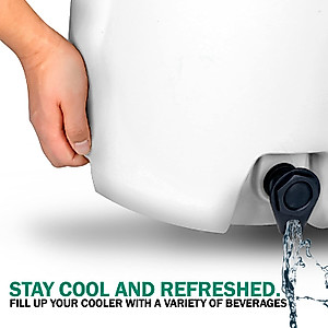 Landworks Beverage Cooler (5 Gallon / 20QT) Rotomolded Ice Water Sport Jug Dispenser, Insulated High Ice Retention, UV Protected Spigot, Stainless Steel Bottle Opener, Latch and Seat Lid