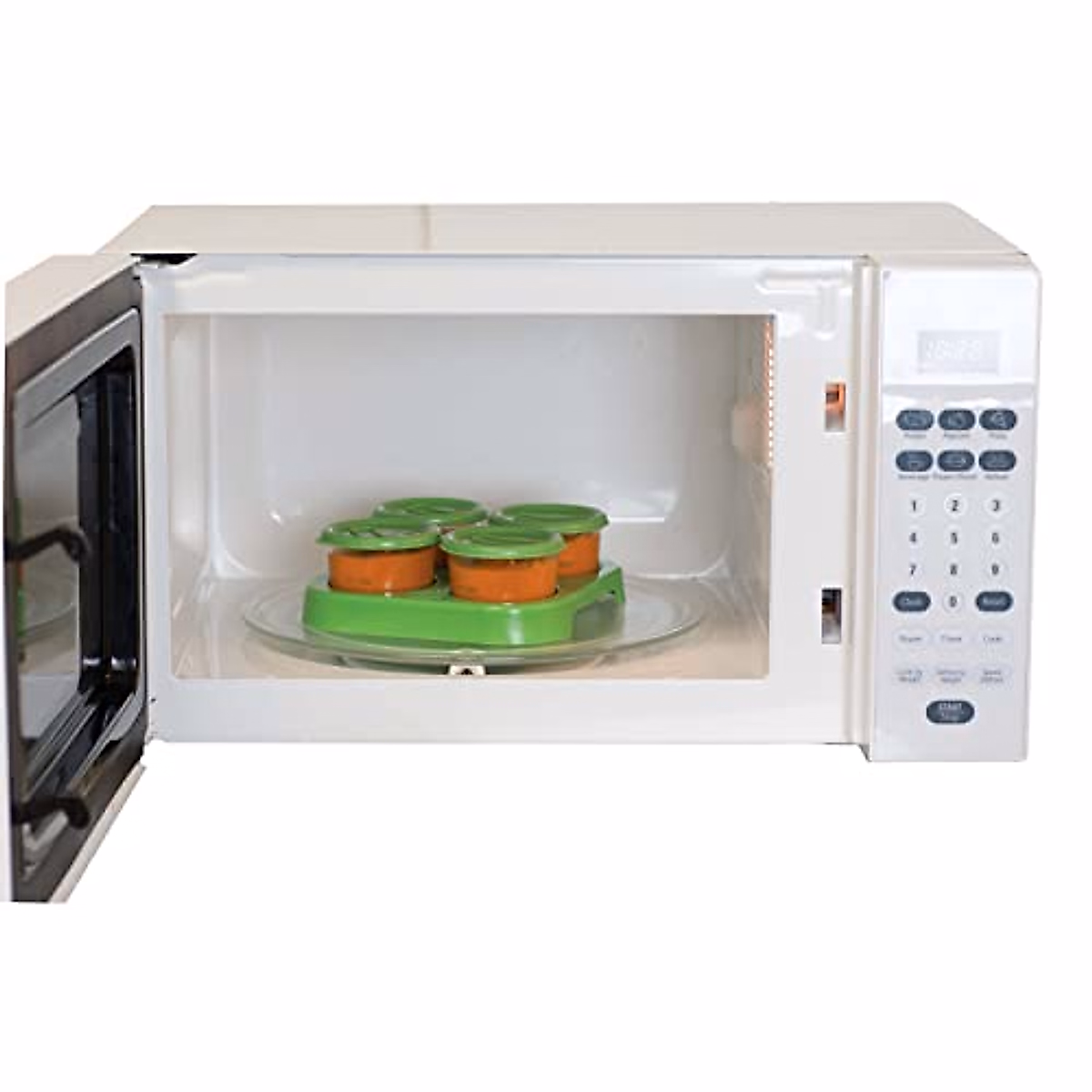 Glass Baby Food Storage Containers w Write What You Want Lids (4 Pk)- 2oz Jars with Storage Tray & Dry-Erase Marker- Microwave, Freezer, & Dishwasher Safe- For Homemade Babyfood, Breast Milk- BPA Free