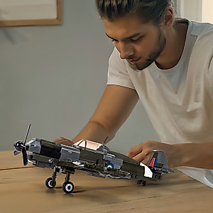 DAHONPA Spitfire Jet Military Army Fighter Building Bricks Set with 1 Figure, 290 Pieces Air-Force Build Blocks Toy, Gift for Kid and Adult