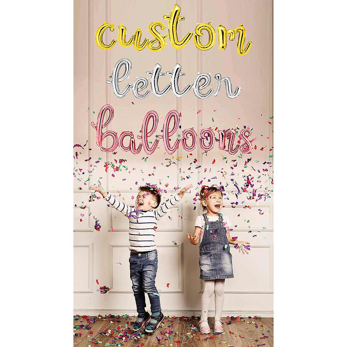 Envizins Custom Cursive Script Lowercase Gold, Rose Gold, Silver 16 inch Letter Foil Balloons, You Could Personalize a Phrase/Word/Number/Banner/Name. Straw and 32' Roll Ribbon Included