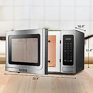 BLACK+DECKER EM036AB14 Digital Microwave Oven with Turntable Push-Button Door, Child Safety Lock, Stainless Steel, 1.4 Cu.ft